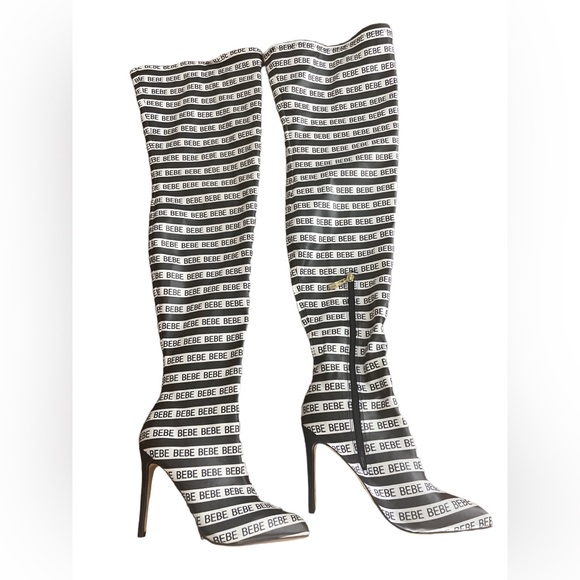 bebe | Shoes | Bebe Knee High Boots Brand New With Stretch Fabric For A ...